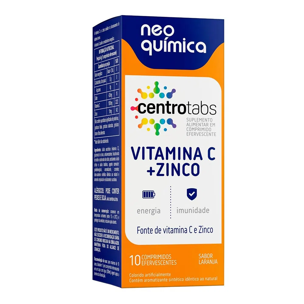 Centrotabs Vitamina C + Zinco Com 10 Comprimidos Efervescentes